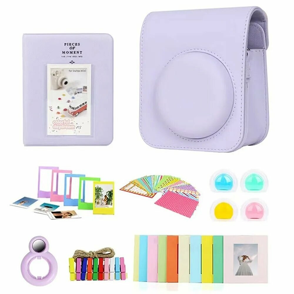 Чехол для Instax Mini 12 с набором аксессуаров, фиолетовый