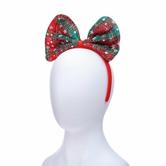 Ободок карнавальный Oubaoloon "Бантики новогодние" из полимерных материалов и текстиля