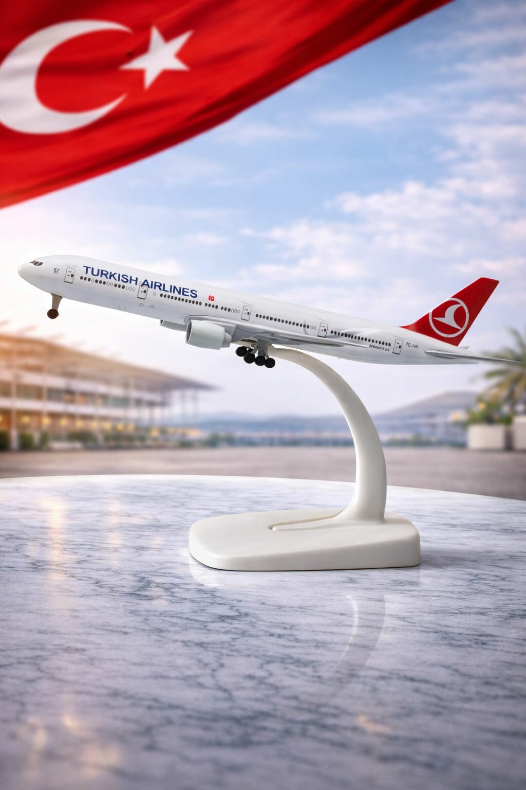 Модель самолёта Boeing 777-300 / Turkish Airlines / Турецкие авиалинии - 20 см.