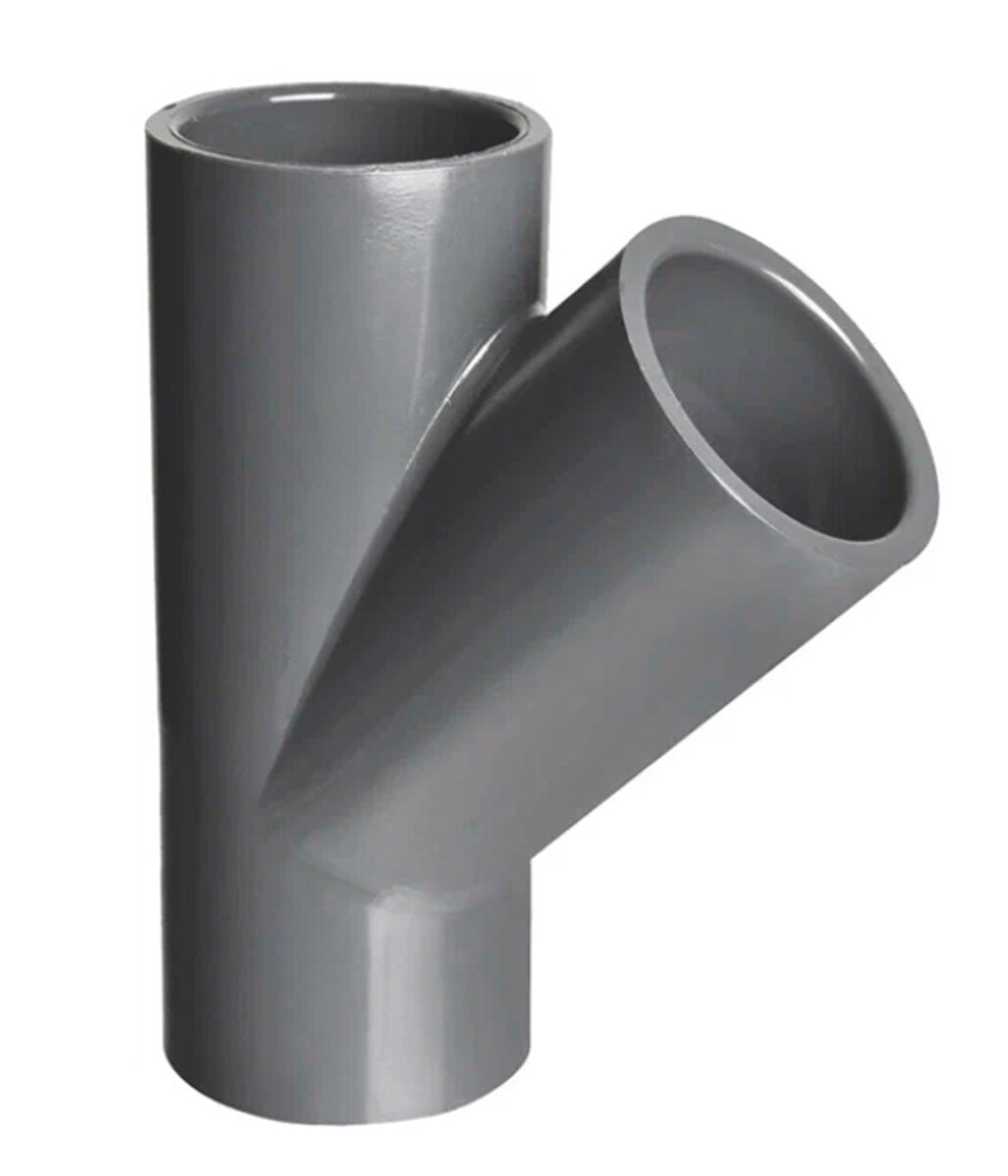 Тройник 45 град. клей-клей д.110 (КНР), неразборный, 16 бар / Трубы и фитинги