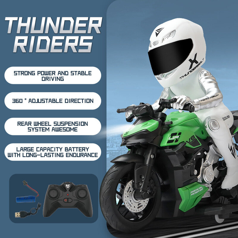 RC мотоцикл с подсветкой, внедорожный мотоцикл, электрическая игрушка, высокоскоростной RC радиоуправляемый автомобиль, гоночный дрифт-стунт-кар