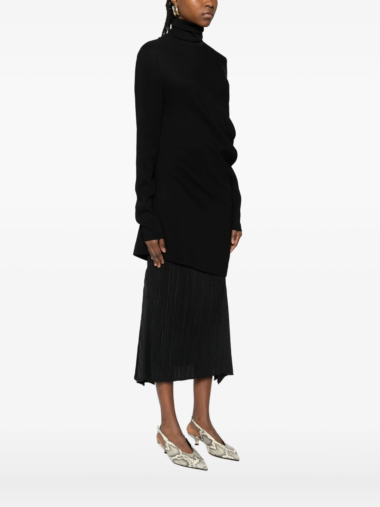 Блуза TOTEME High-neck twist blouse, размер 38, черный — фото 1