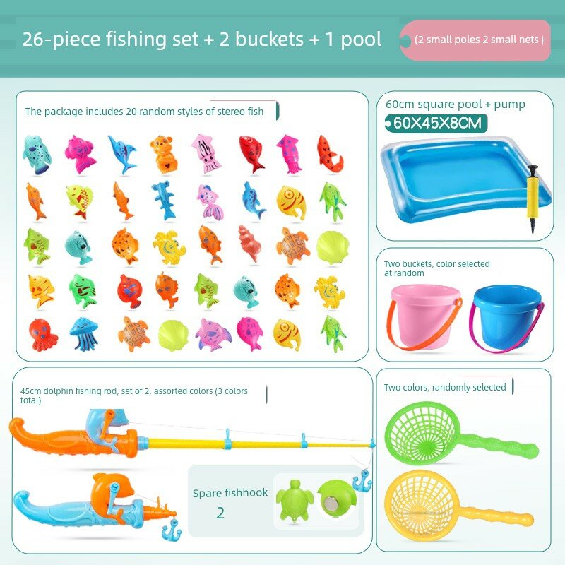 Детские игрушки для рыбалки, развивающий магнитный набор с рыбками, для мальчиков и девочек, для игр в воде,