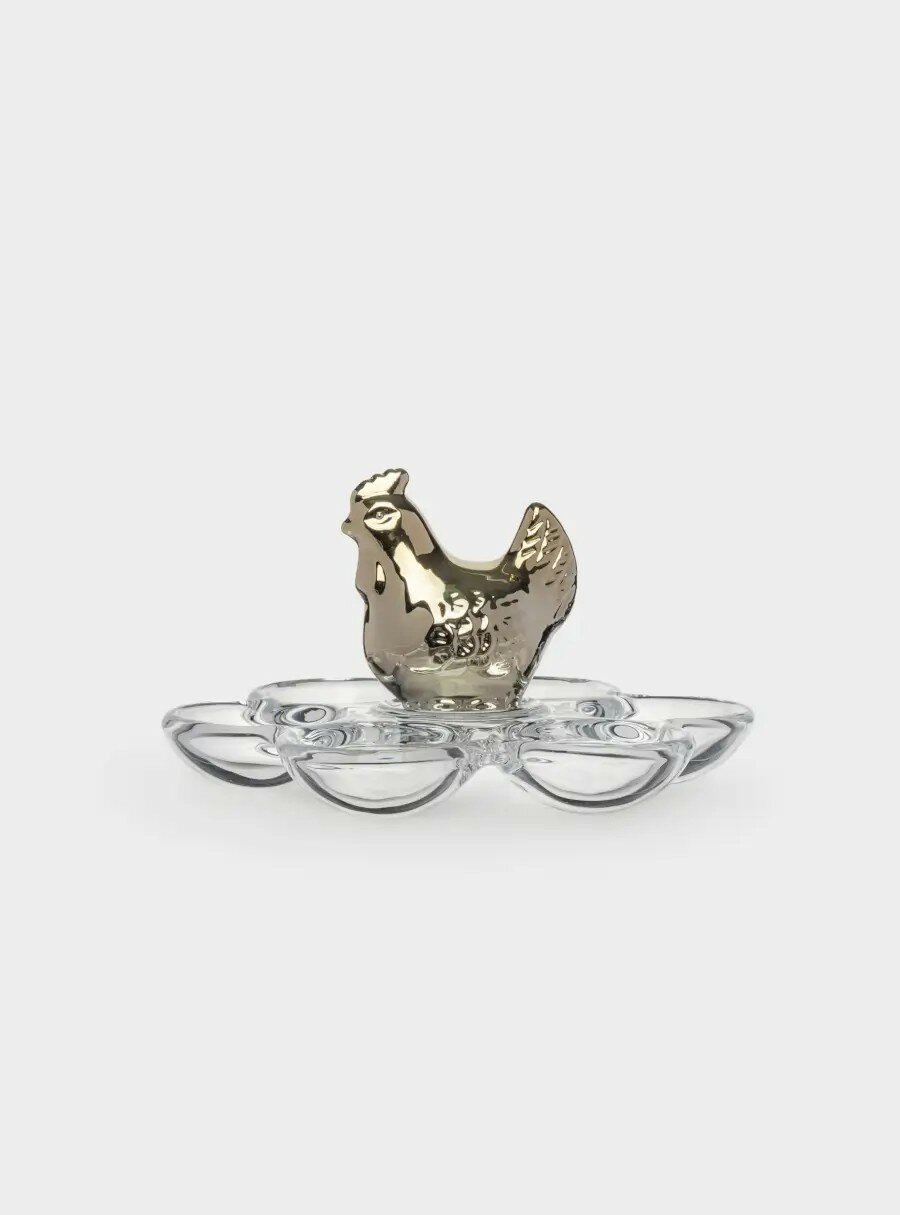 Блюдо пасхальное, 15 см, 6 отделений, стекло, золотистое, Курица, Golden Easter (Anna Lafarg)
