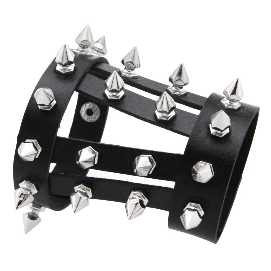 Браслет из искусственной кожи в стиле панк, цельный браслет из искусственной кожи на тыльной стороне кисти, браслет-черный