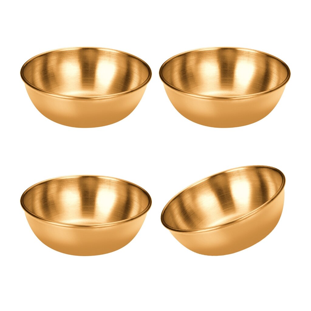 Упаковка из 4 предметов, круглое бытовое блюдце для соевого соуса из нержавеющей стали-маленькое золотое