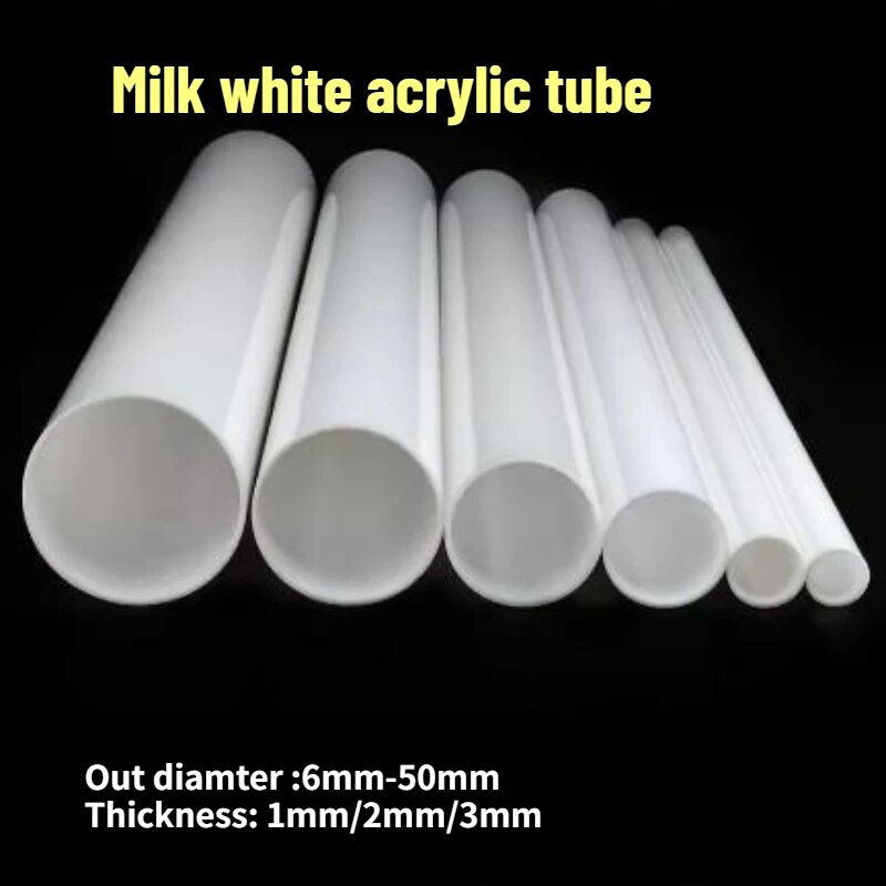 Молочно-белая акриловая трубка 6-50 мм длиной 500 мм OD16 x ID 12mm-2pcs