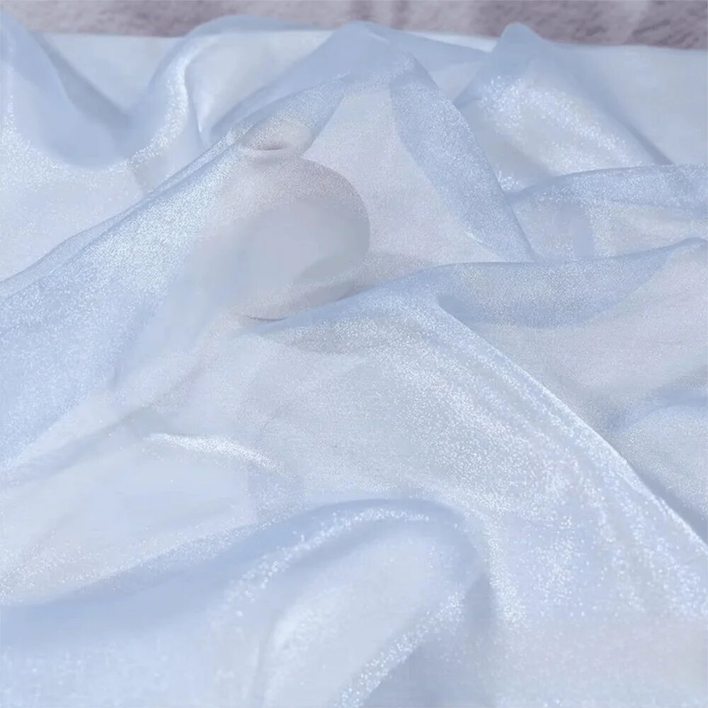 Блестящая органза 1м/20м * 140см Белый, light blue
