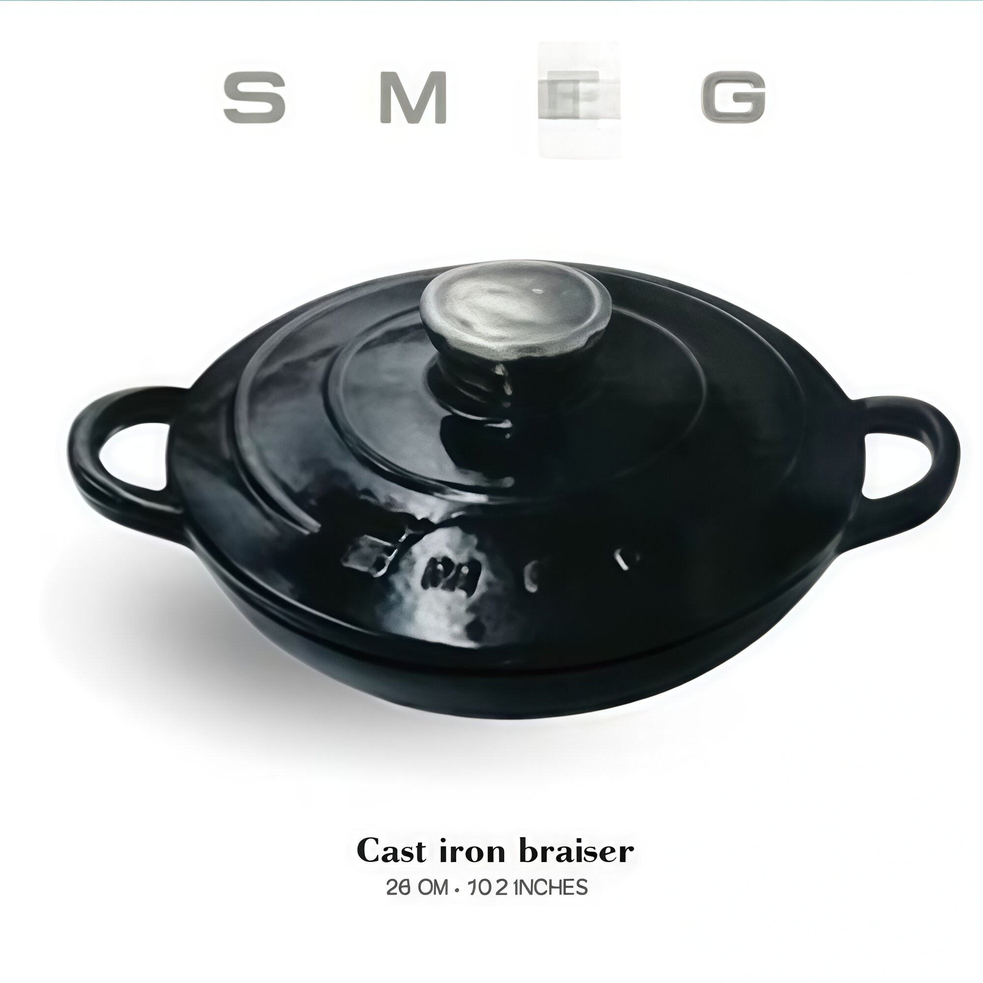 Кастрюля Smeg, чугунная, чёрный, с антипригарным покрытием, 4.2 л