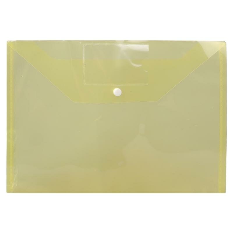 Прозрачный файл-конверт с застёжкой-кнопкой, Желтый Утолщенный