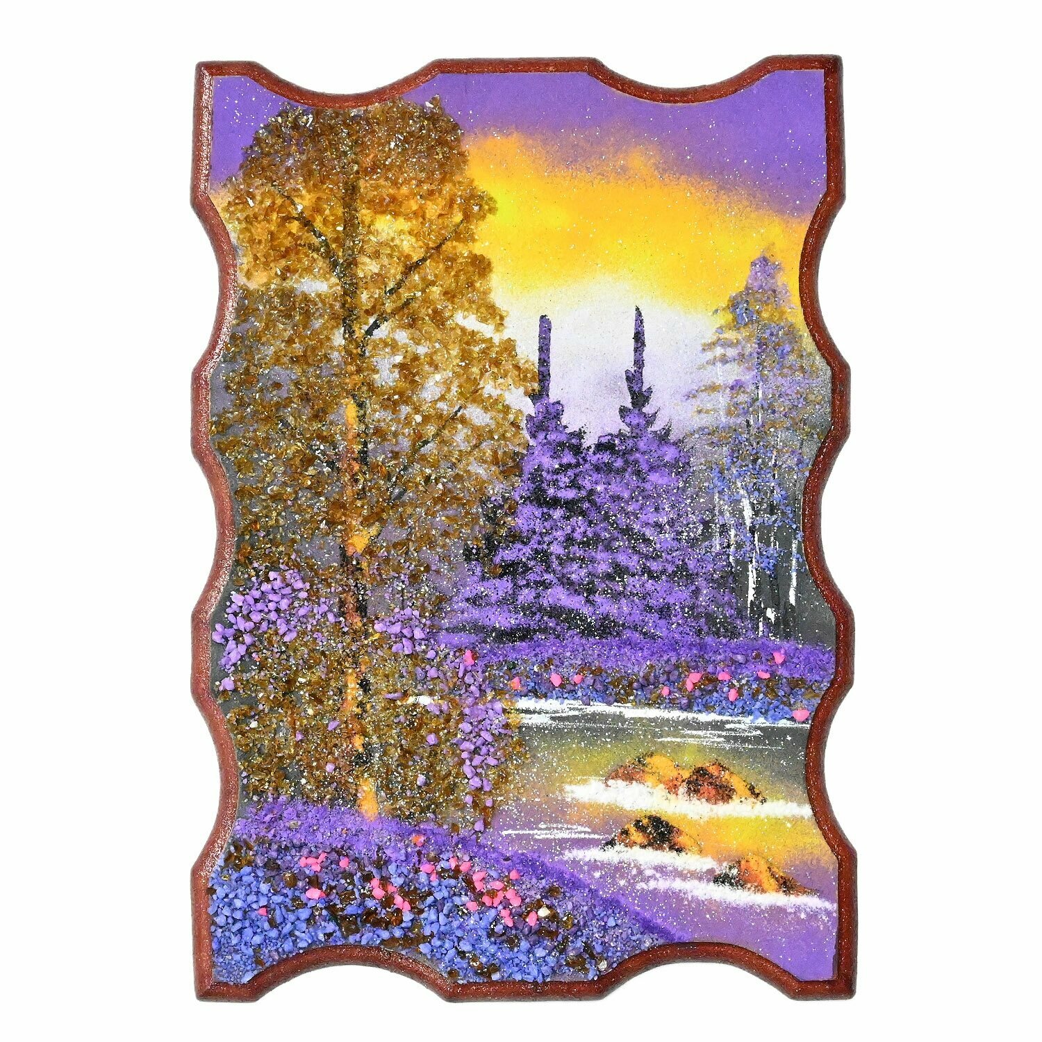 Картина с рисунком из камня осенний вечер прямоугольное 19*27см, 360г.