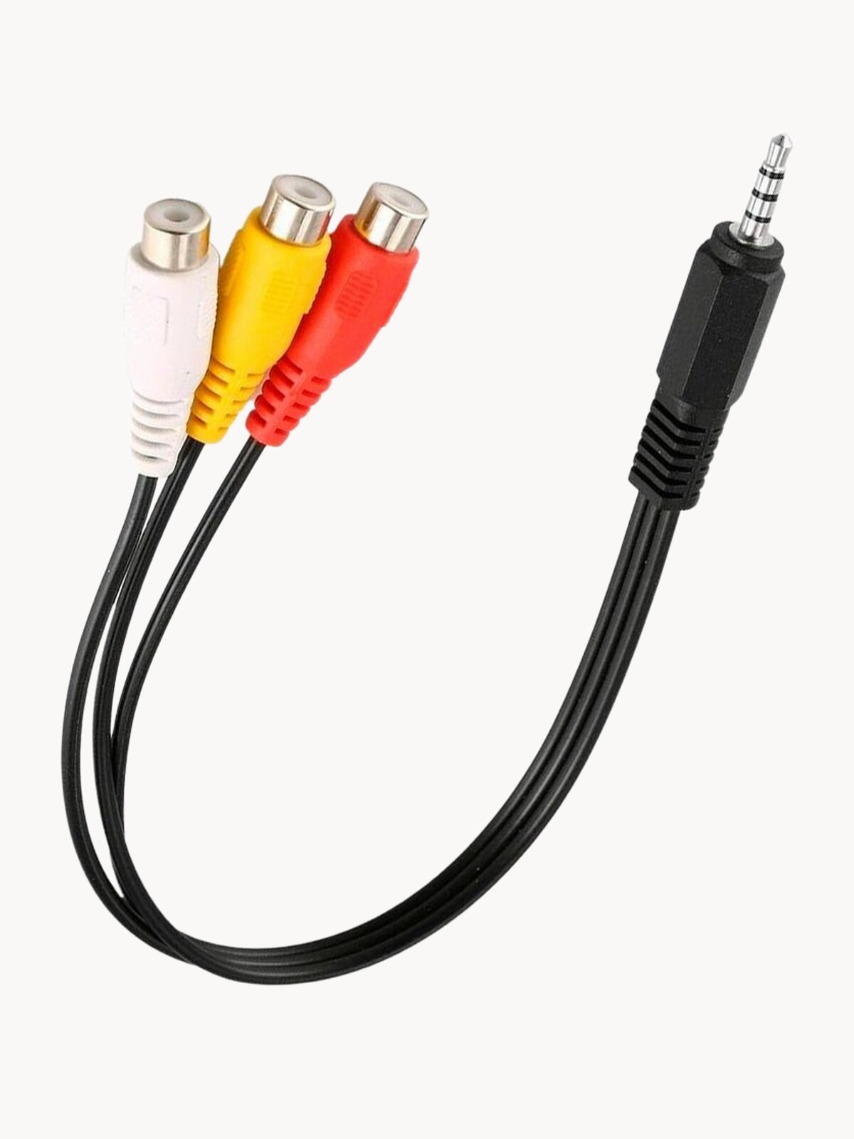 Кабель Jack 3.5 мм 3 RCA (тюльпан), 20 см аудио/видео шнур AUXRCA для ТВ, DVD, приставок, колонок