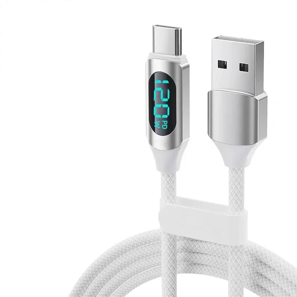 Кабель USB Type-C 120 Вт Для Быстрой Зарядки И Синхронизации Данных PD Для 2m, USB A to C White