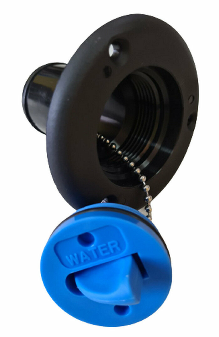 Горловина заливная Water, палубная 38 мм, для воды, черный корпус, синяя крышка (10252295)