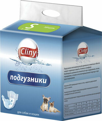 Экопром Подгузники Cliny K202 для собак и кошек S 3-6кг 10шт