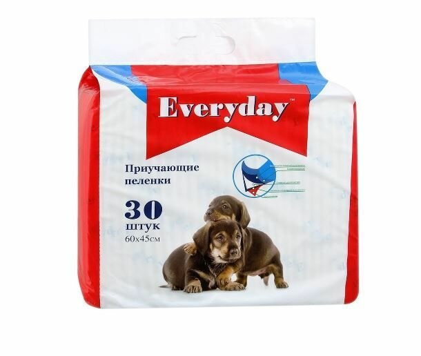 Everyday Пеленки для животных впитывающие, гелевые, 30 шт, 60х45 см
