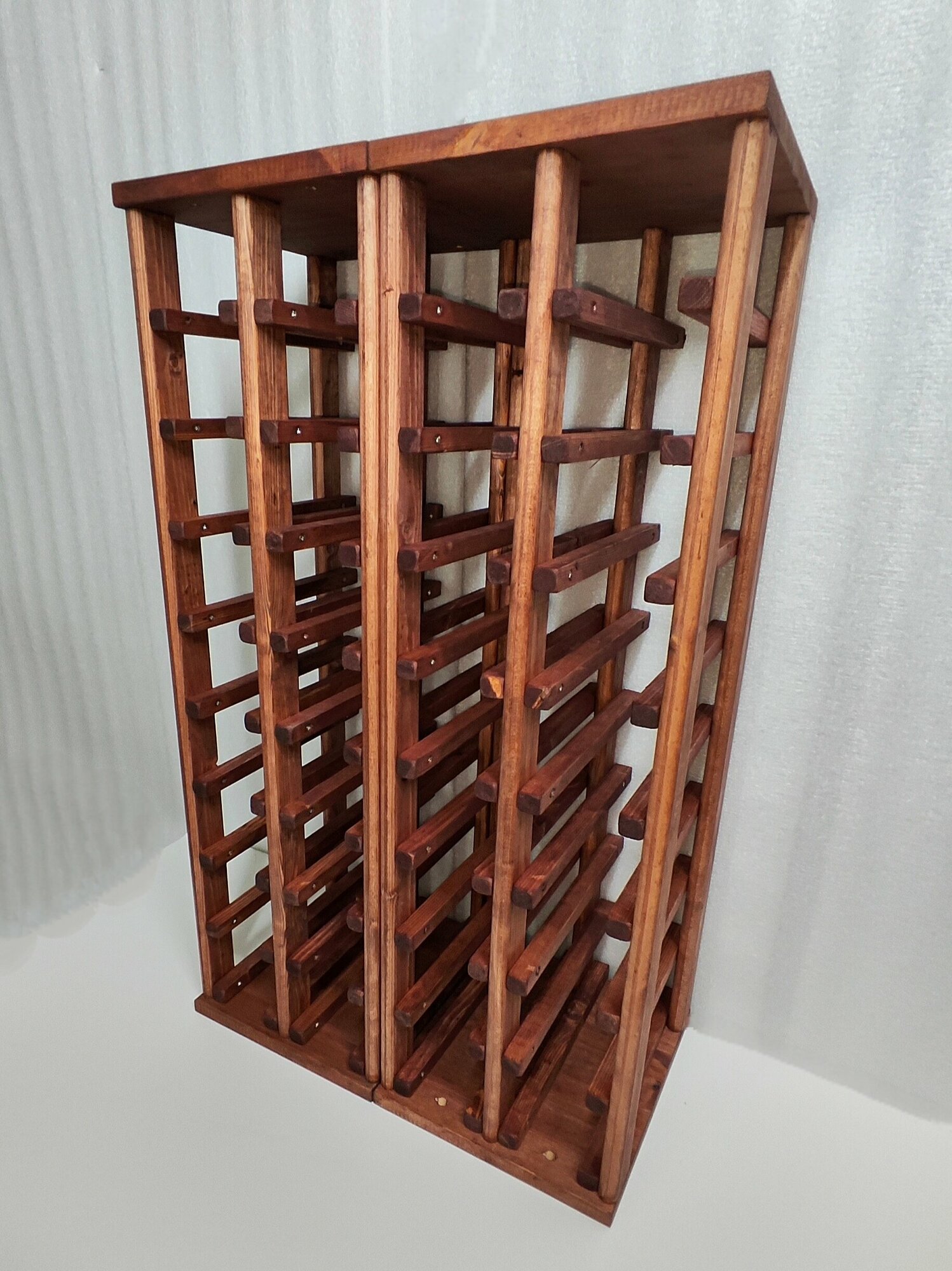 Стеллаж винный RackForWine узкий двурядный двухсекционный на 36 бутылок цвет коричневый