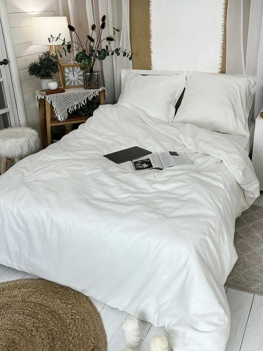 Комплект постельного белья Классика, Евро, белый, наволочки 70х70, лен 100%