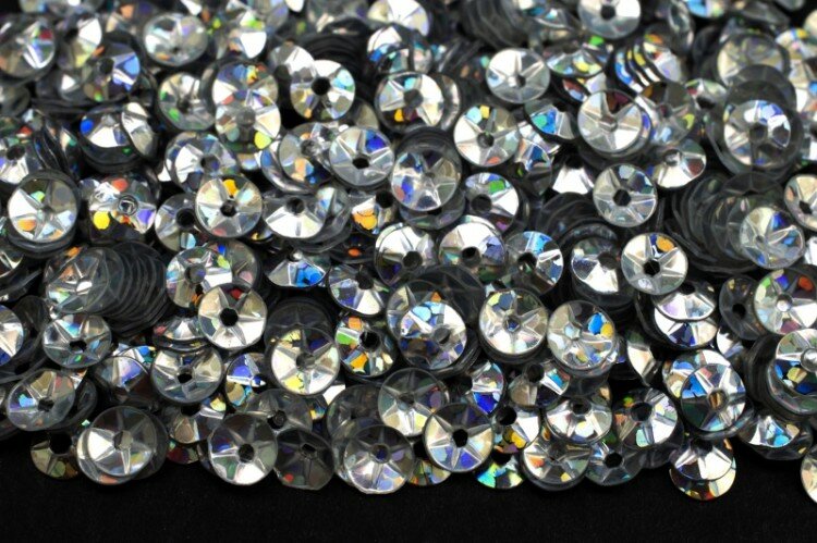 Пайетки объёмные 4мм, цвет 50112 серебро/голографик, пластик, 1022-179, 10 грамм