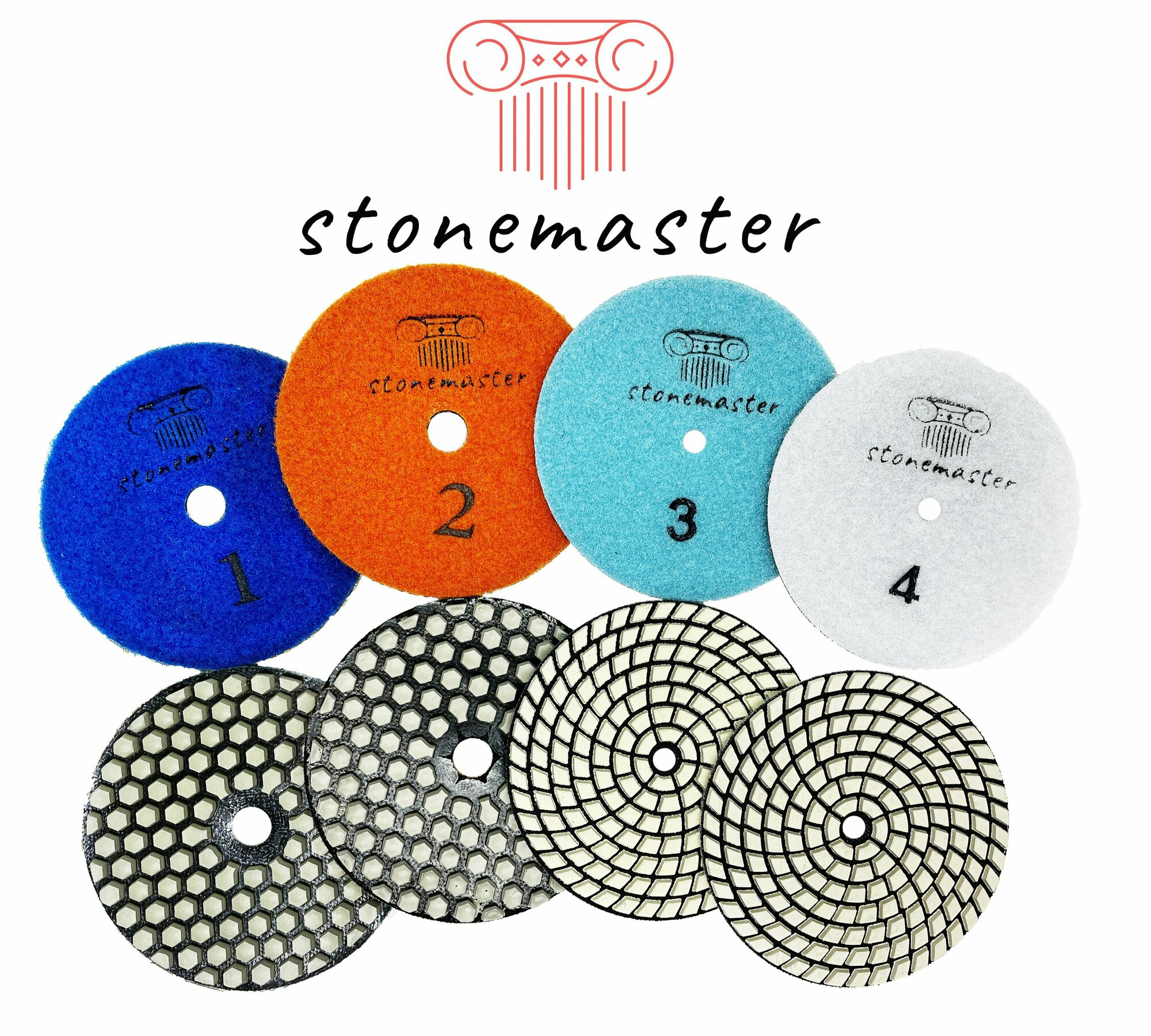 Набор универсальных АГШК (черепашек) STONEMASTER 4 штуки 100мм №1/2/3/4 DRY