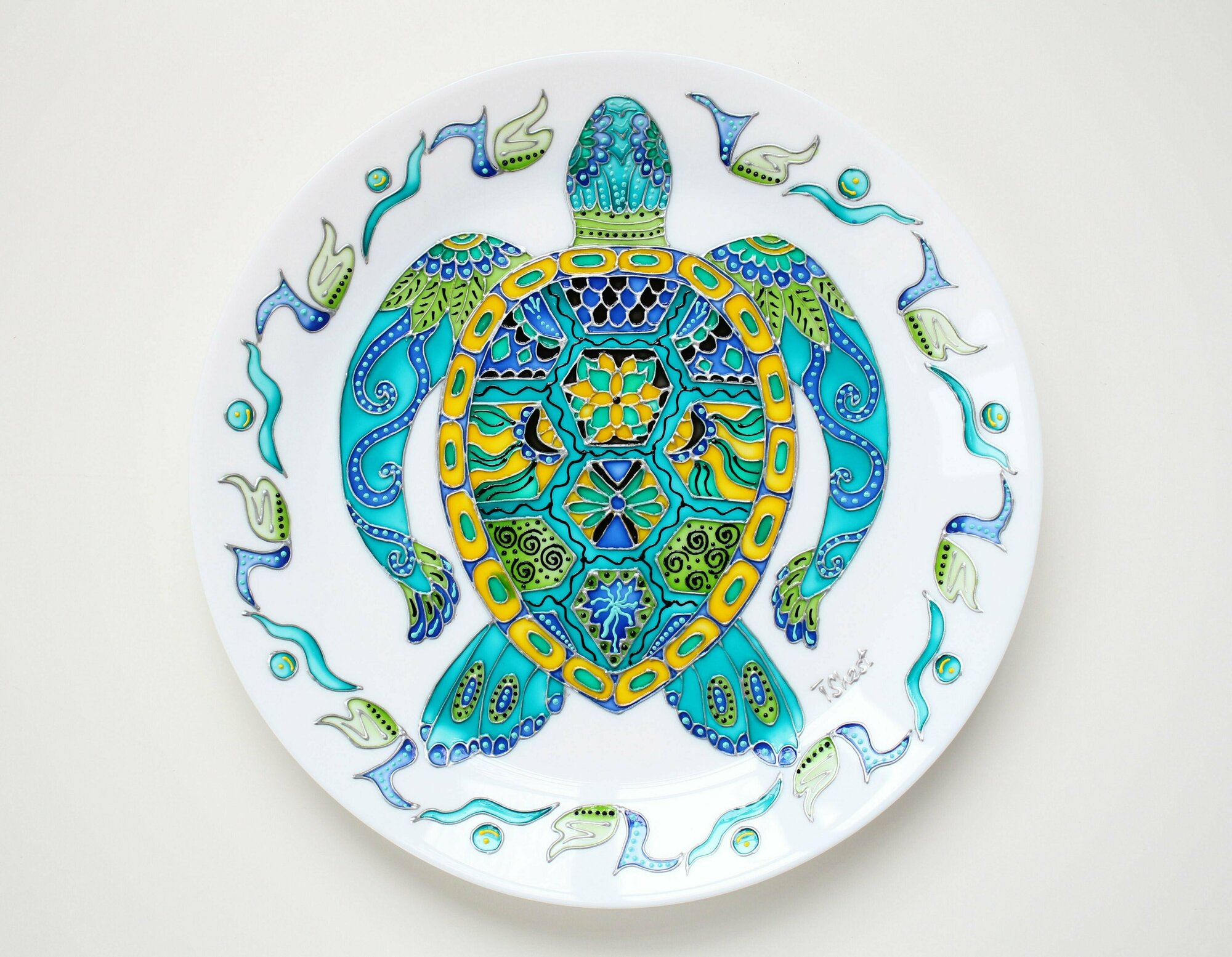 "Черепаха-вдохновитель" тарелка на стену Ручная роспись
