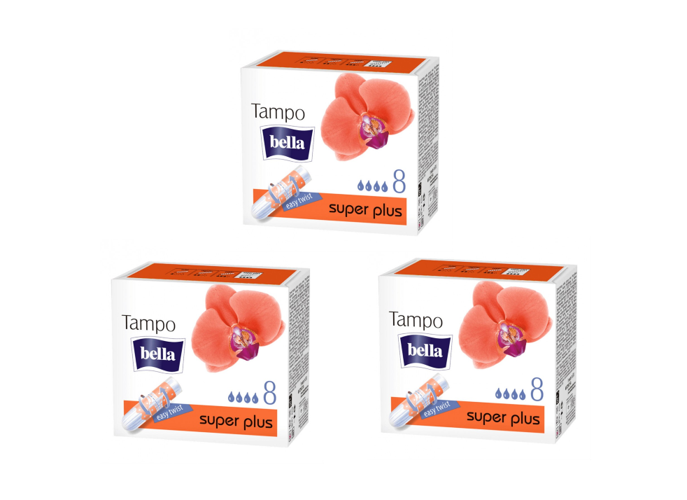 Гигиенические тампоны Bella Tampo super plus, 4 капли, 3 упаковки по 8 шт