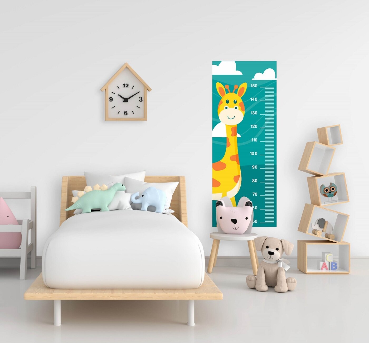 Ростомер детский на стену наклейка "Жираф" С контурной резкой