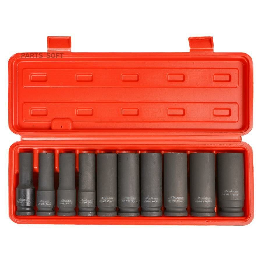 AIRLINE ATAS048 Набор головок ударных 1/2DR L=78мм 10пр. (10-24мм) пласт. кейс (ATAS048) ()