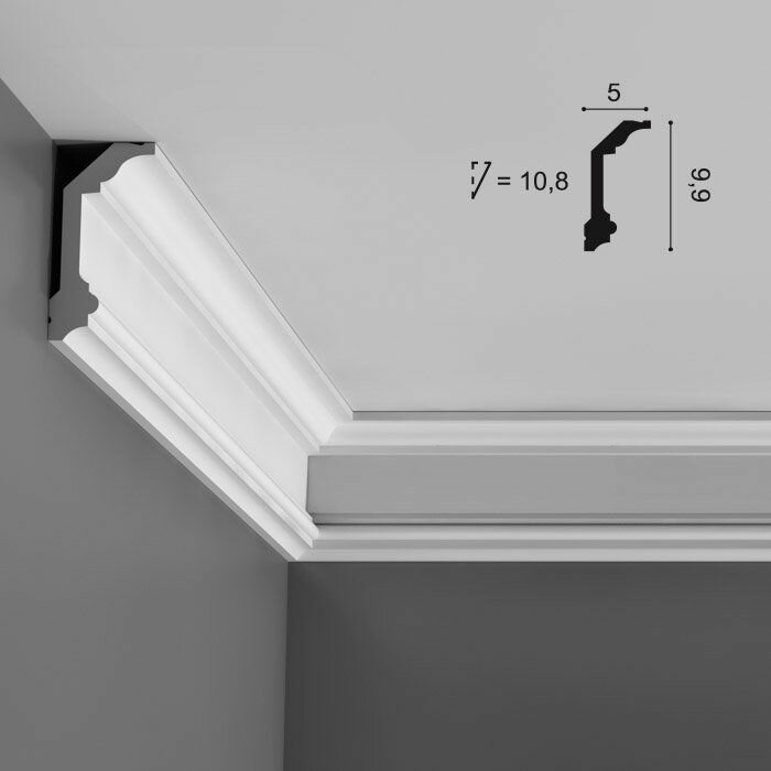 Карниз Гладкий Orac Decor С321 Д200xШ5xВ9.9 см Лепнина из Полиуретана / Орак Декор.