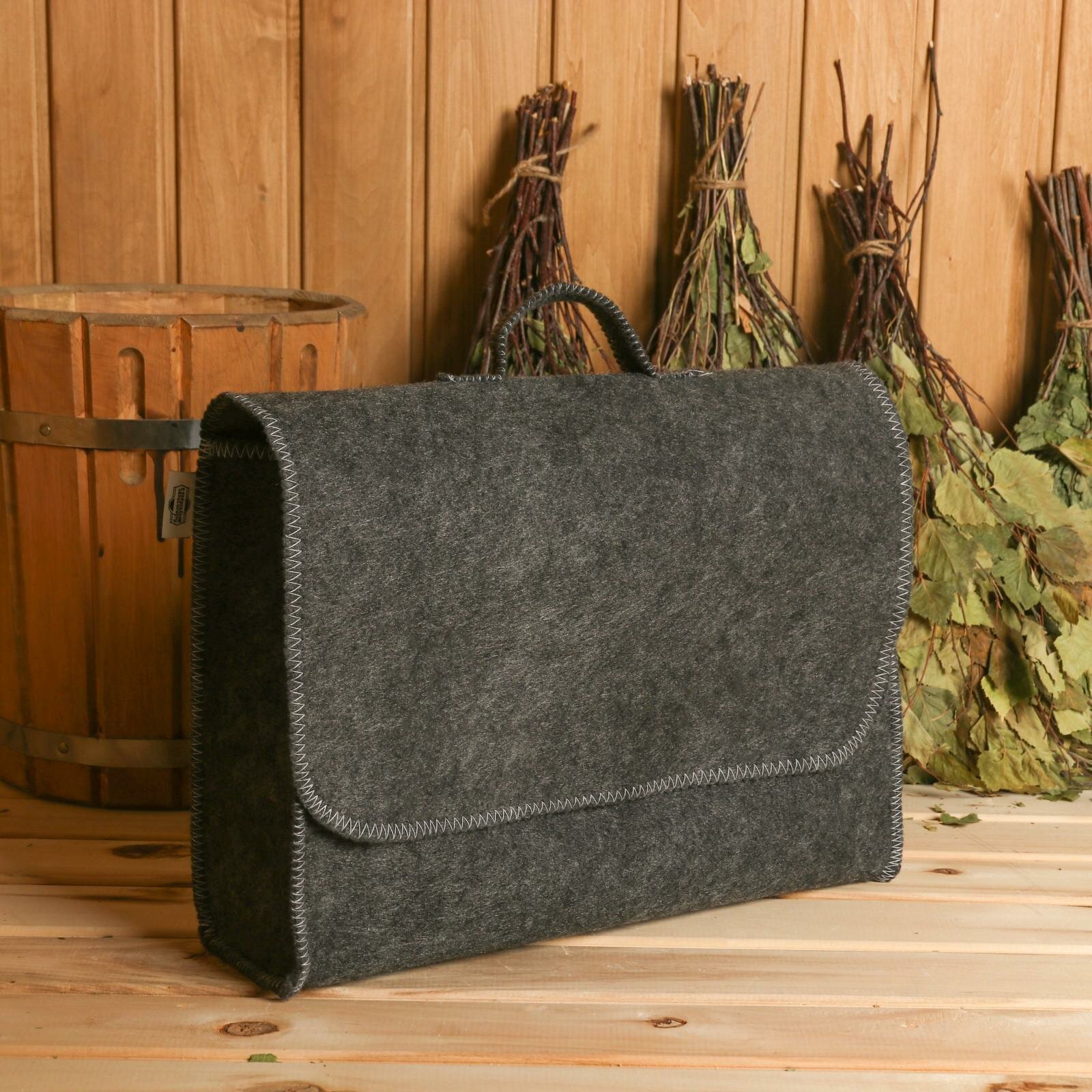 Банный портфель, полиэфир 70%, шерсть 30%, серый, Добропаровъ