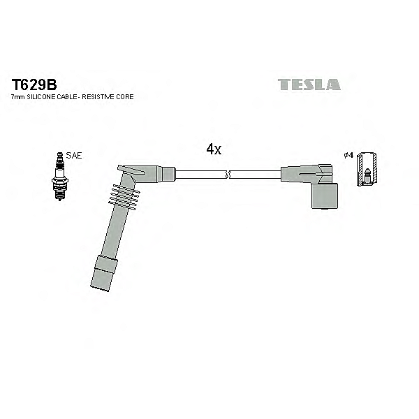TESLA T629B (1612608) к-кт проводов\ Opel (Опель) Astra (Астра) / vectra 1.2-1.6i 92-05