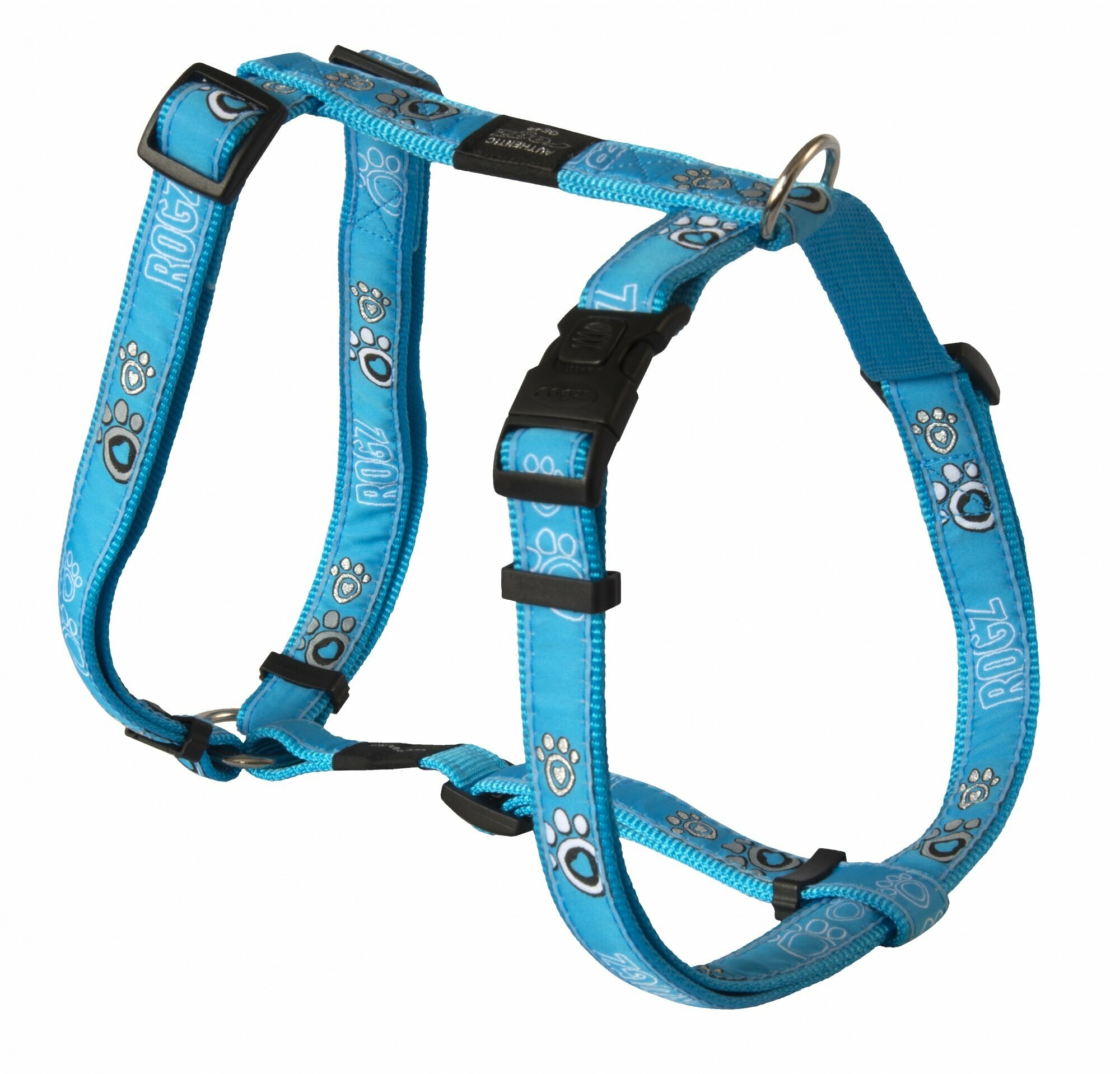 Шлейка Rogz "Fancy dress", р-р L (45-75см), ш: 2 см, "Бирюзовая лапка"