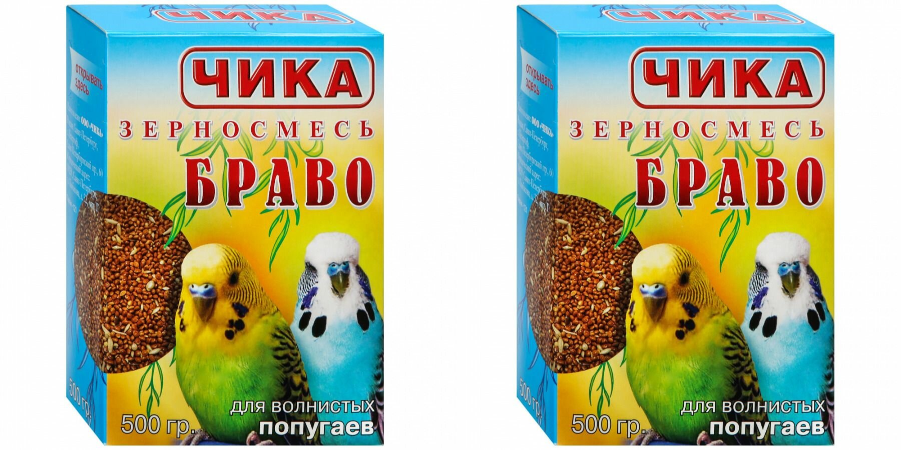 Чика Корм для волнистых попугаев, Браво, 500 г, 2 шт.