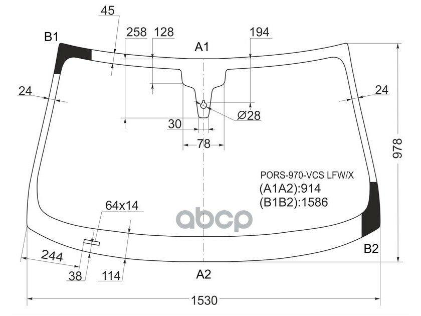 Стекло лобовое (Датчик дождя) Porsche Panamera 09-16 XYG арт. PORS-970-VCS LFW/X