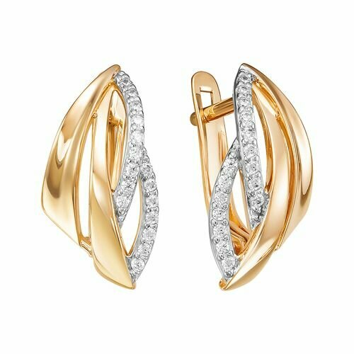 Серьги, золото, 585 проба, фианит