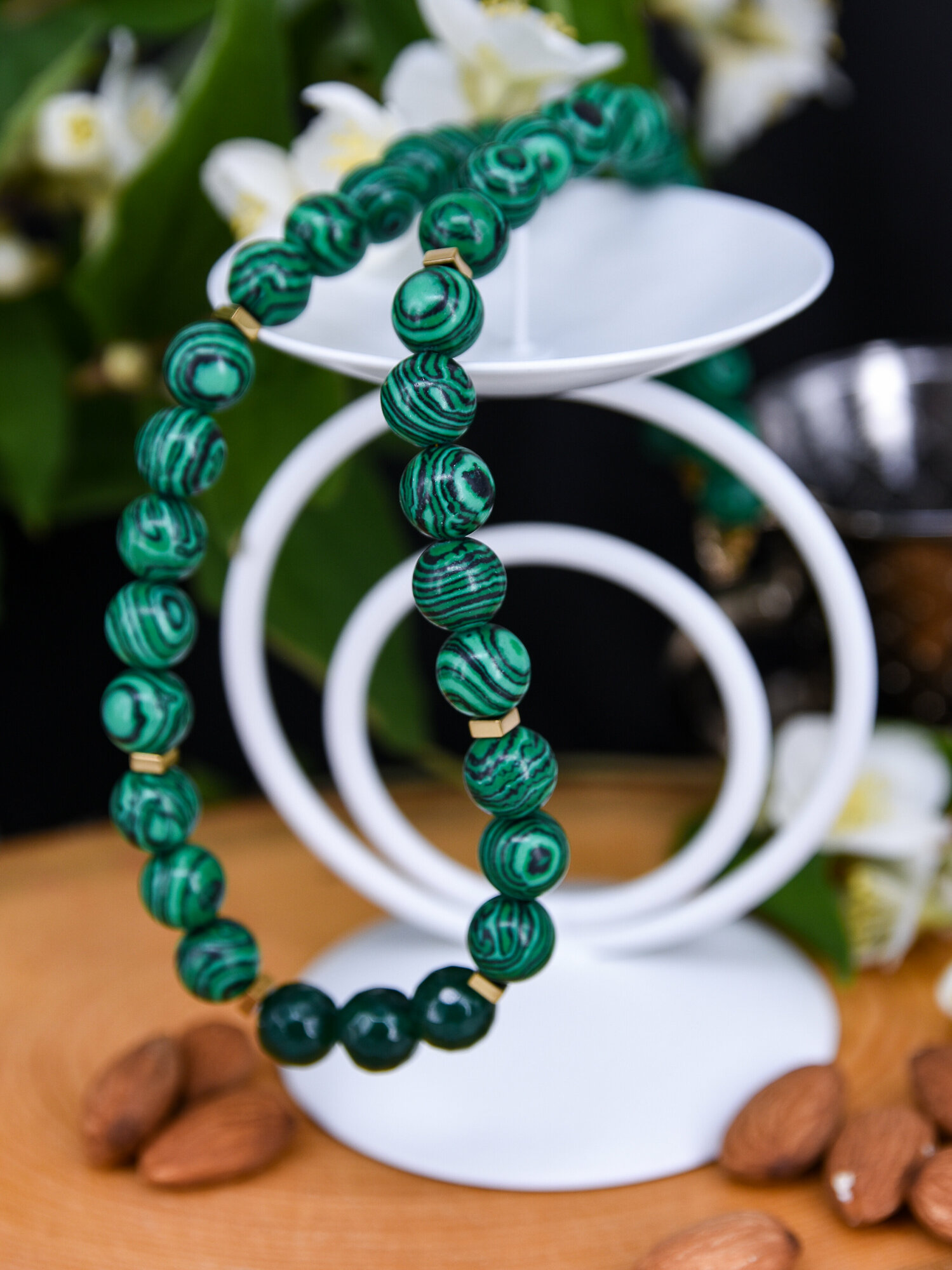 Колье, малахит, гематит