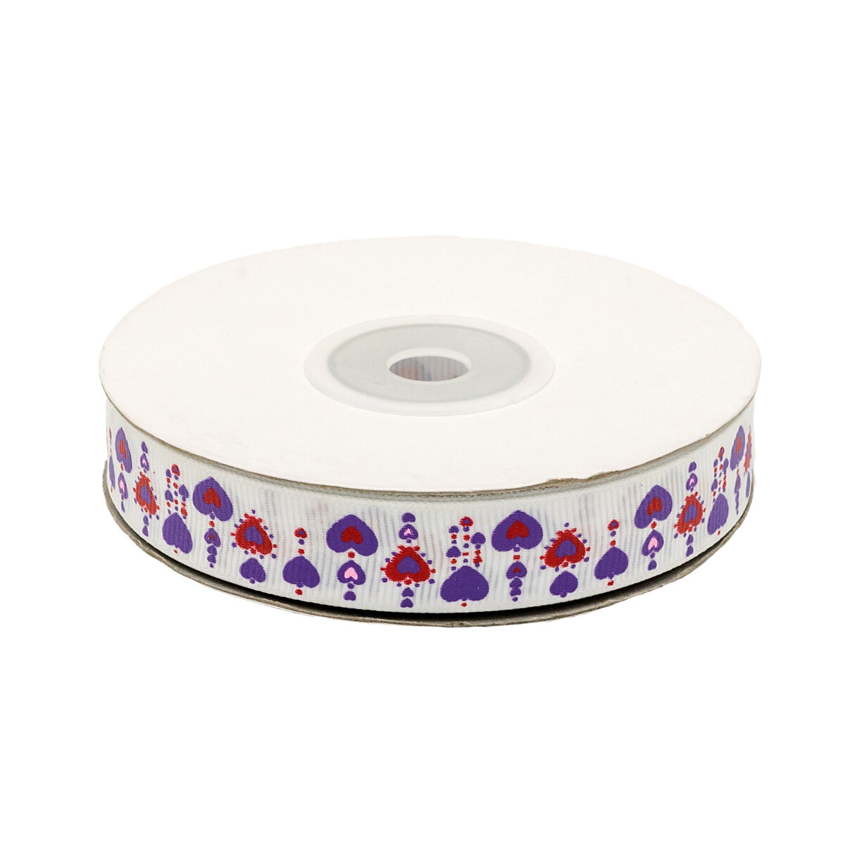 Лента декоративная, упаковочная, репсовая, 1,5 см х 22,86 м, рисунок 'Гирлянда', цвет фиолетовый