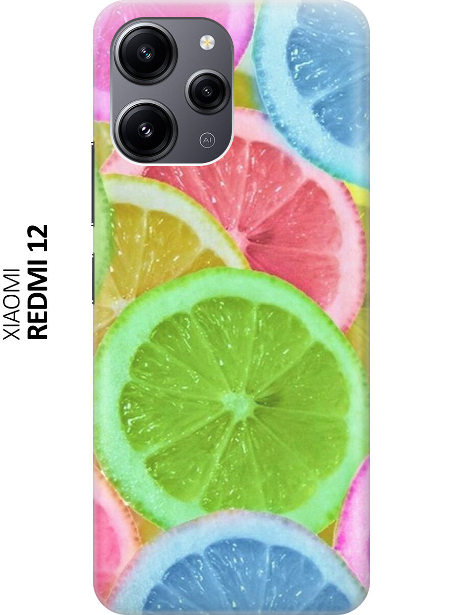 Силиконовый чехол на Xiaomi Redmi 12, Сяоми Редми 12 с принтом "Разноцветные лимоны"