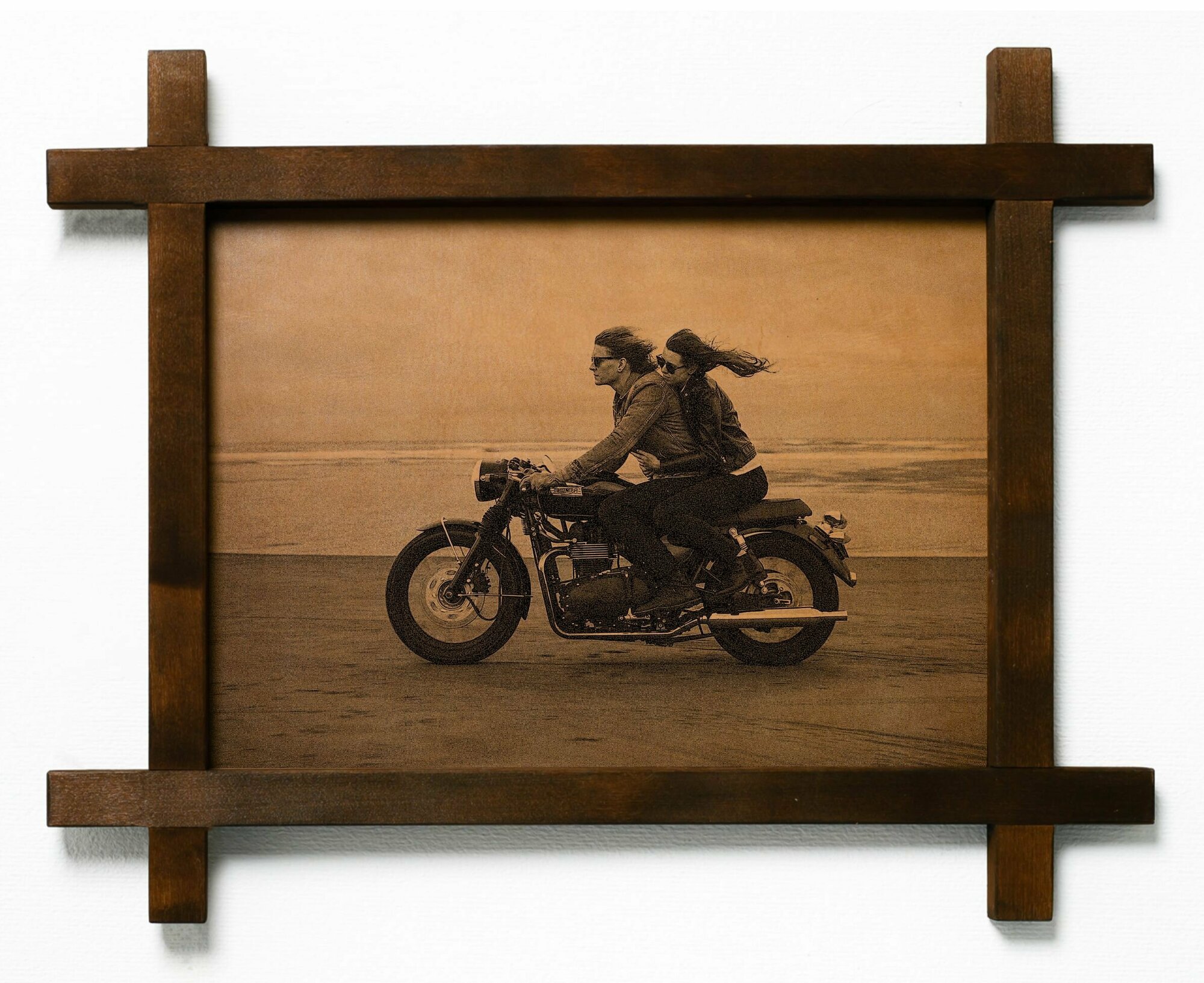 Картина интерьерная из кожи "Мотоцикл", BoomGift
