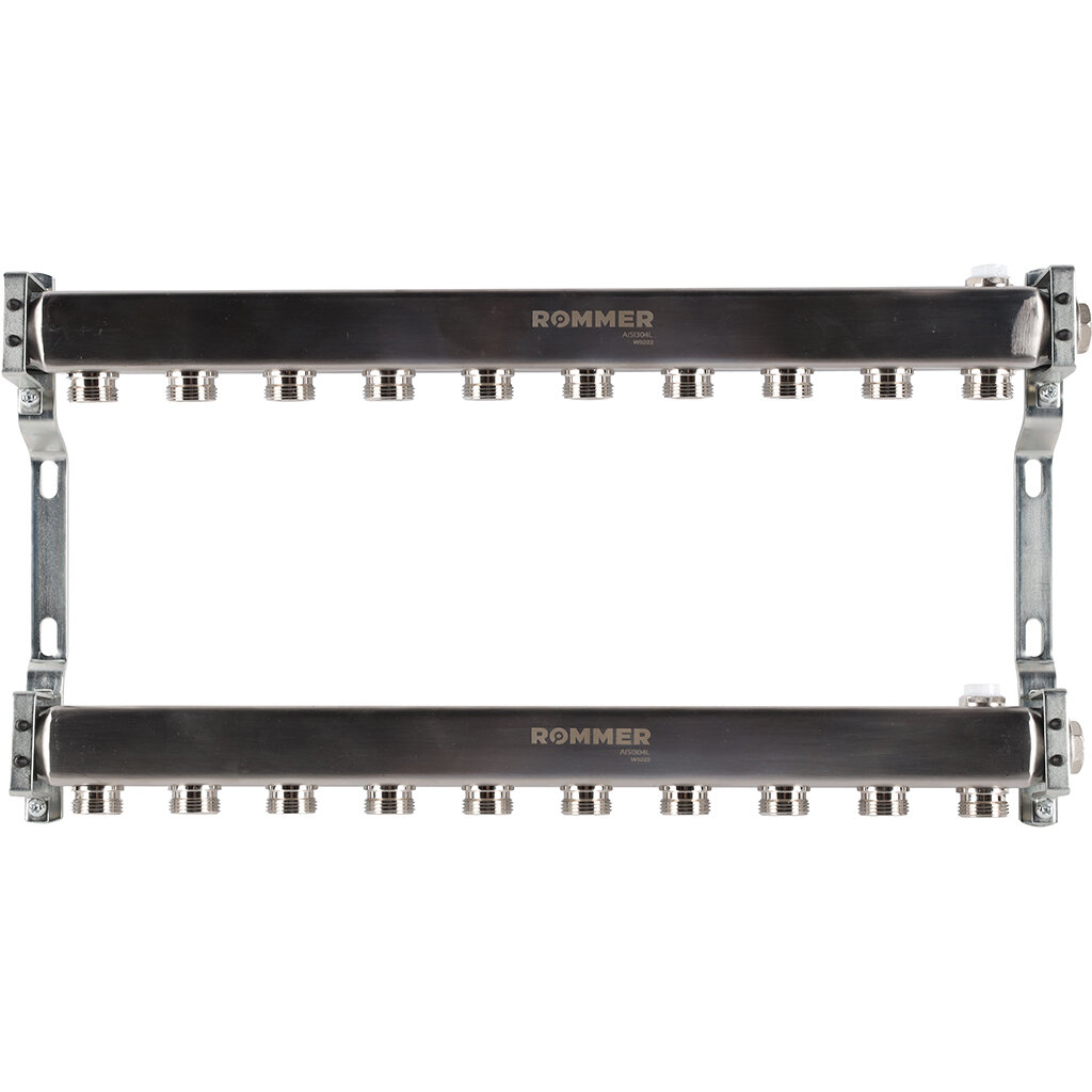 Коллектор из нержавеющей стали для радиаторной разводки 10 вых. ROMMER RMS-4401-000010