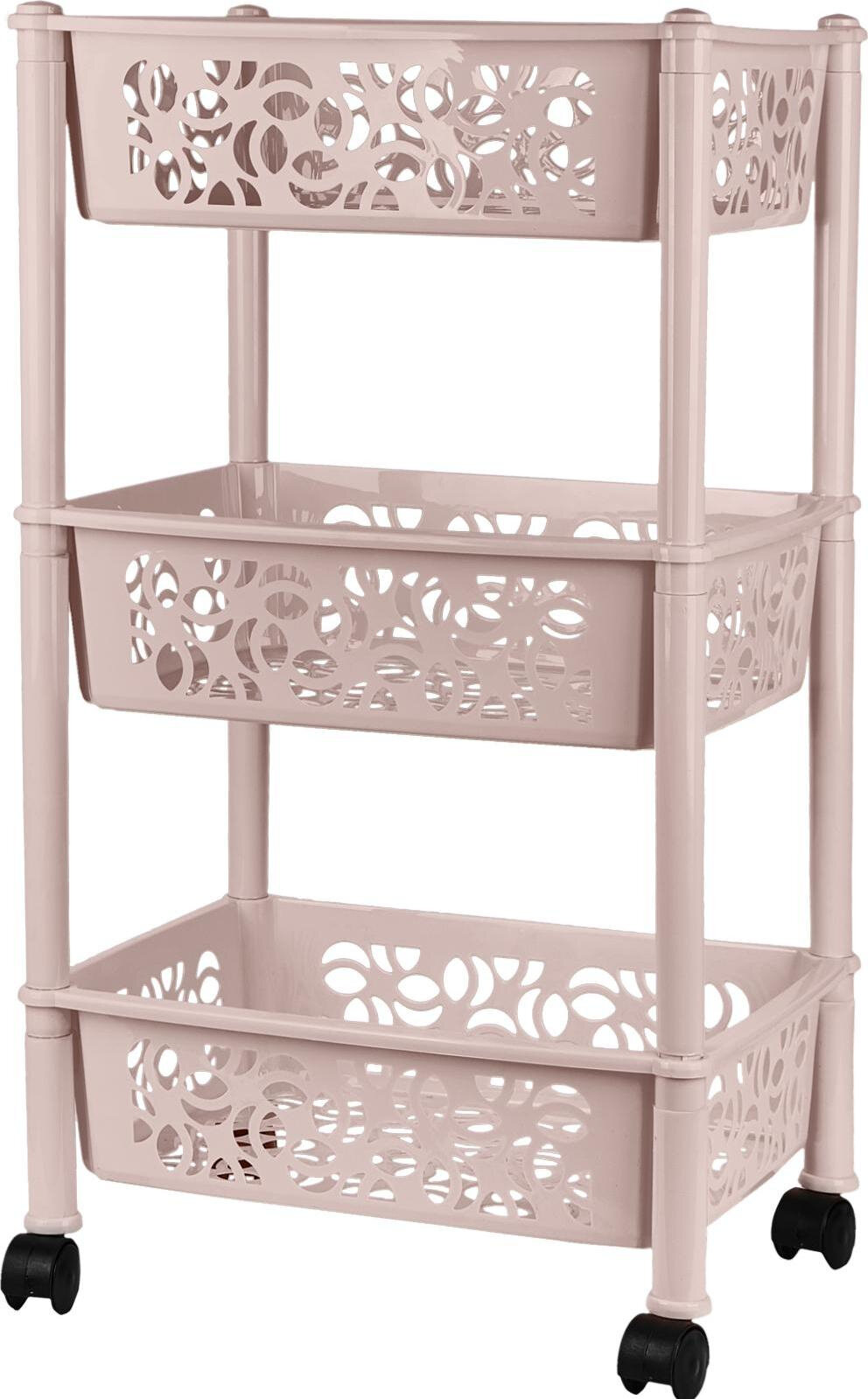 Этажерка Keeplex / Киплекс Light на колесиках пластик бежевый топаз 37×29×69см 3 яруса / органайзер для хранения / стеллаж