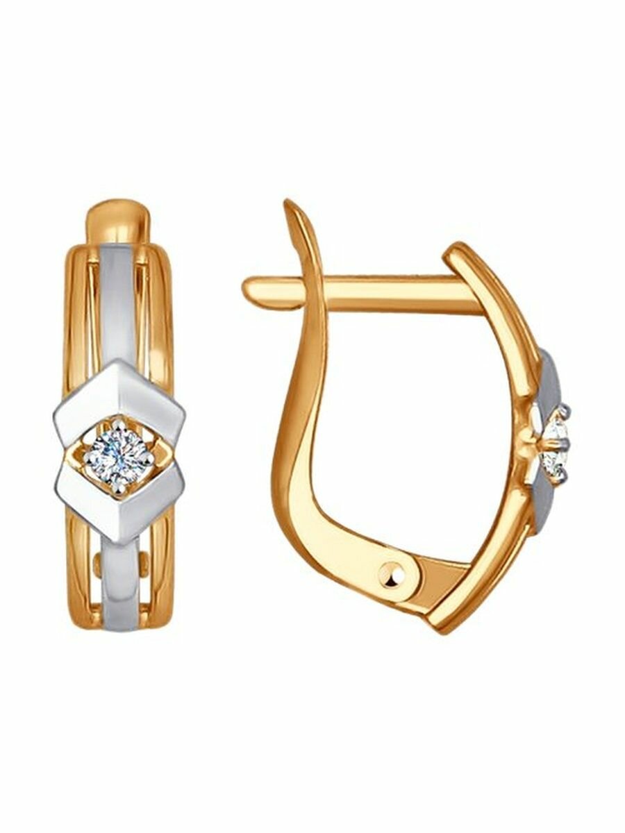 Серьги красное золото, 375 проба, фианит