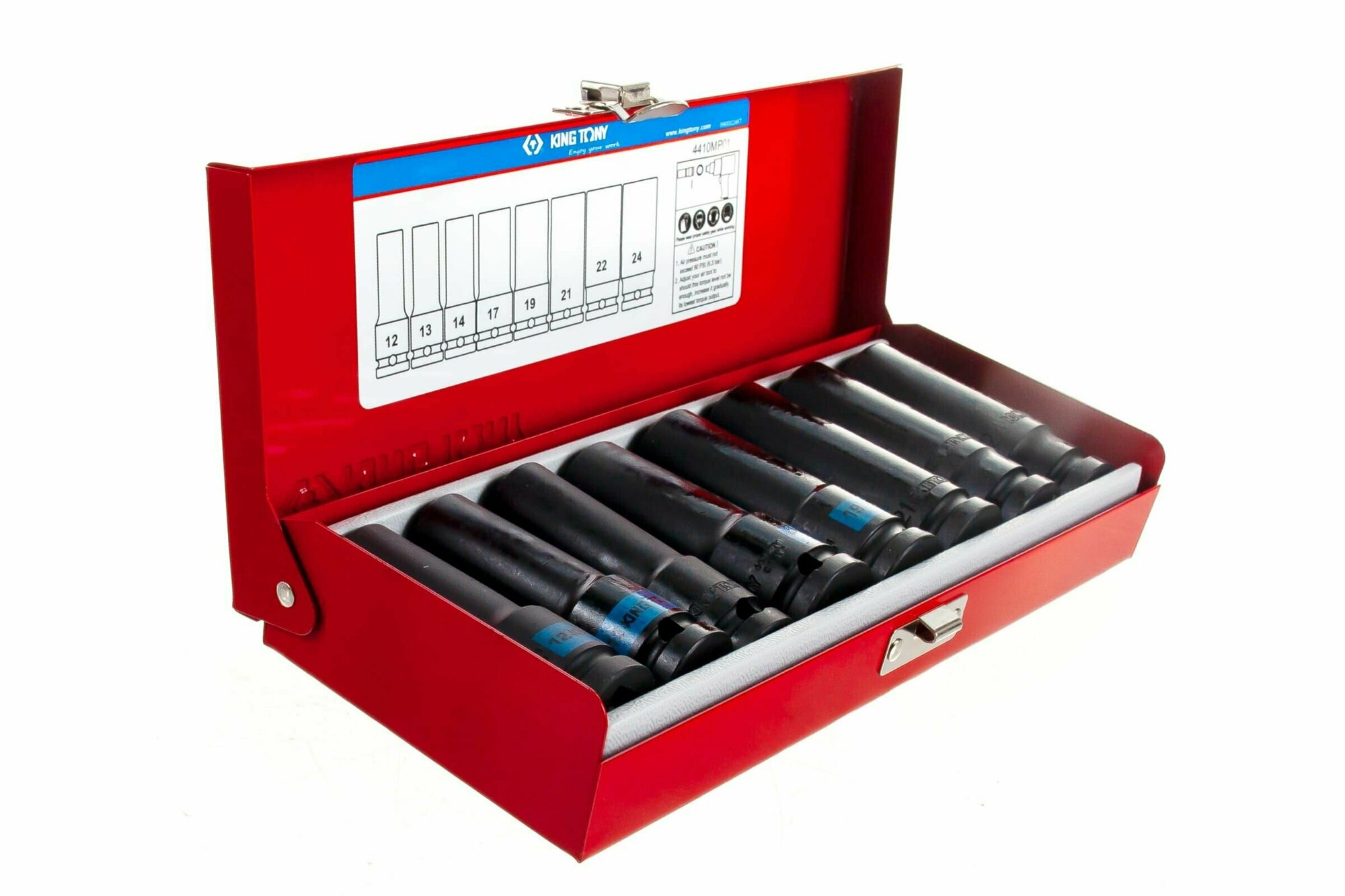 Набор торцевых головок ударных (8 шт; 1/2; 12-24 мм) KING TONY 4410MP01