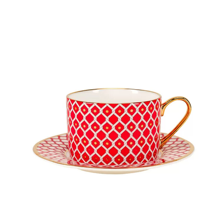 Чашка с блюдцем ИФЗ Идиллия, Скарлетт-2, 250мл, костяной фарфор 81.26827.00.1