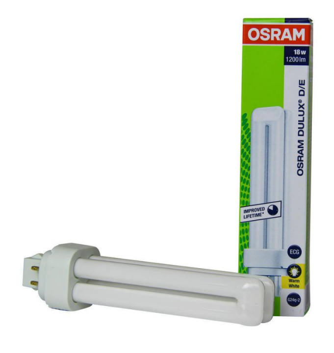 Лампа люминесцентная G24q-2 OSRAM DULUX D/E 1200лм 18Вт 3000К тёплый свет