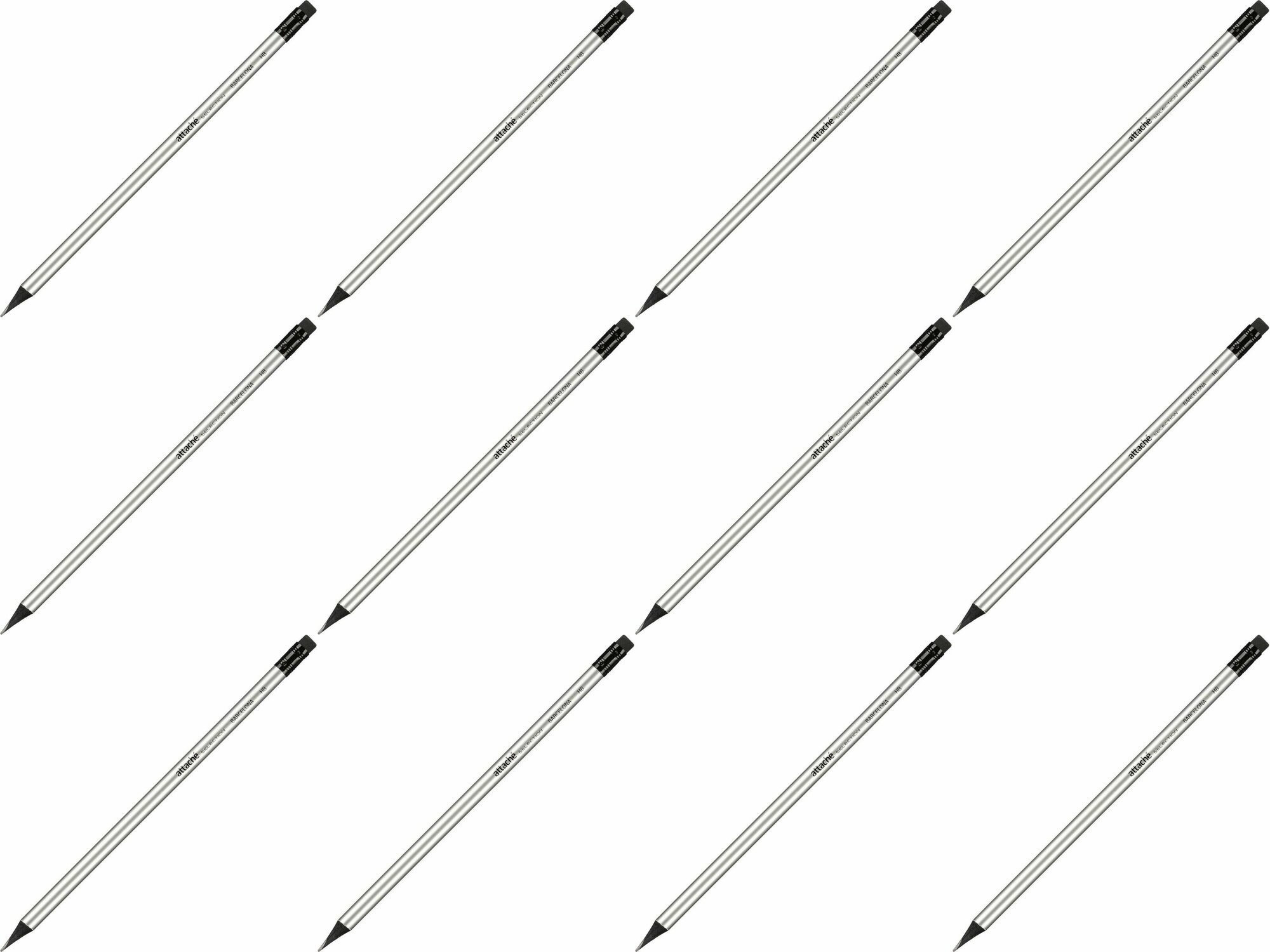 Attache Selection Карандаш чернографитный Barсelona, HB, с ластиком, 12 шт