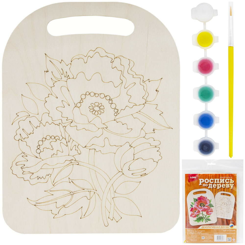 Роспись по дереву. Доска "Маки"