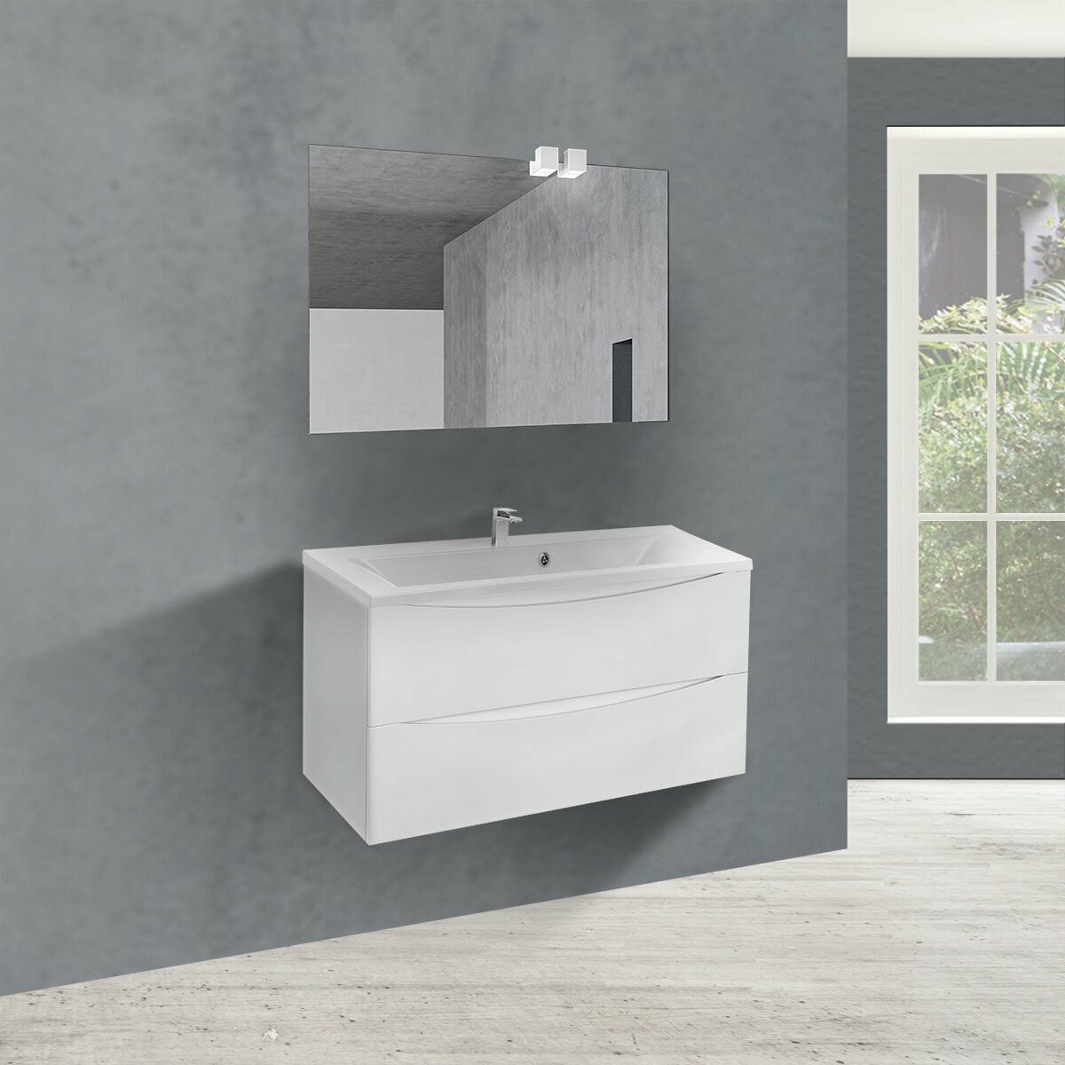 Тумба под раковину Vincea Mia 90 подвесная, 2 выкатных ящика soft close