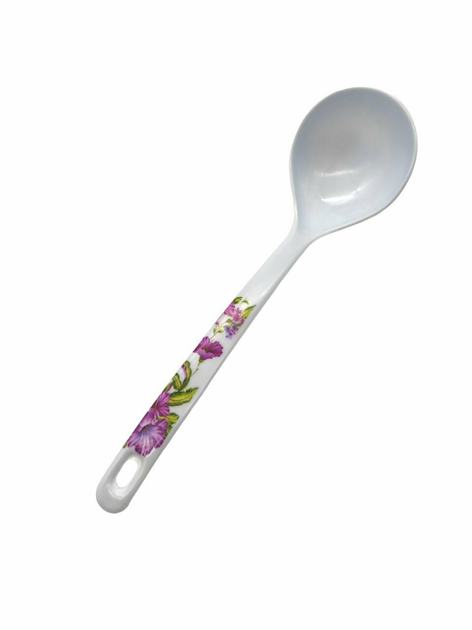 Половник ALEX разливная ложка пластик 26 см белая с цветами
