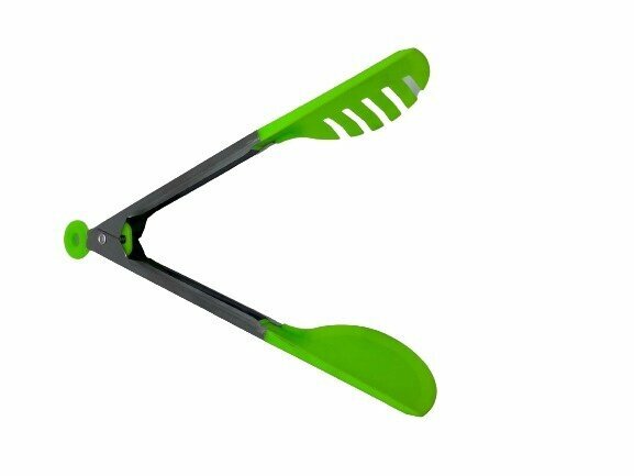 Универсальные кухонные щипцы, длина 24 см (пластик, сталь) / оснащены петелькой для подвешивания / Зеленый